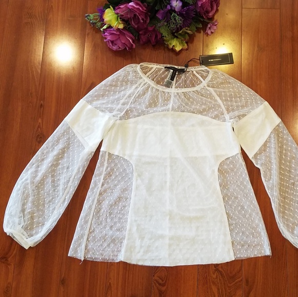 BCBGMaxAzria | Tops | Bcbgmaxazria Off White Sheer See Through Top Xs ...